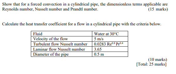 Solved Show that for a forced convection in a cylindrical | Chegg.com