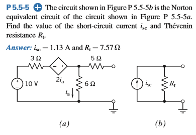 Solved P5.5-5 The circuit shown in Figure P 5.5-5b is the | Chegg.com