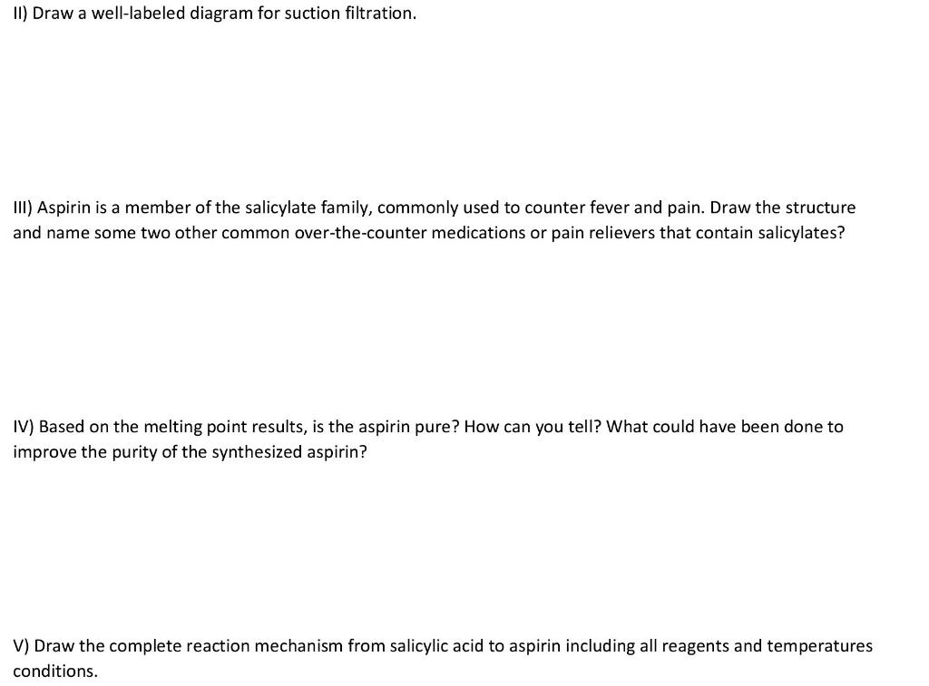 Solved ASPIRIN SYNTHESIS LAB ANALYSIS In an experiment to | Chegg.com