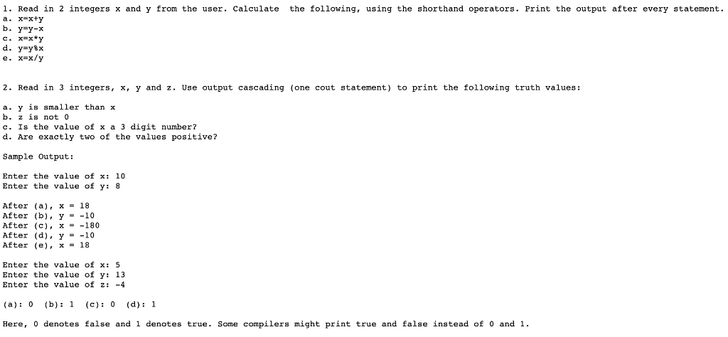 Solved the following, using the shorthand operators. Print | Chegg.com