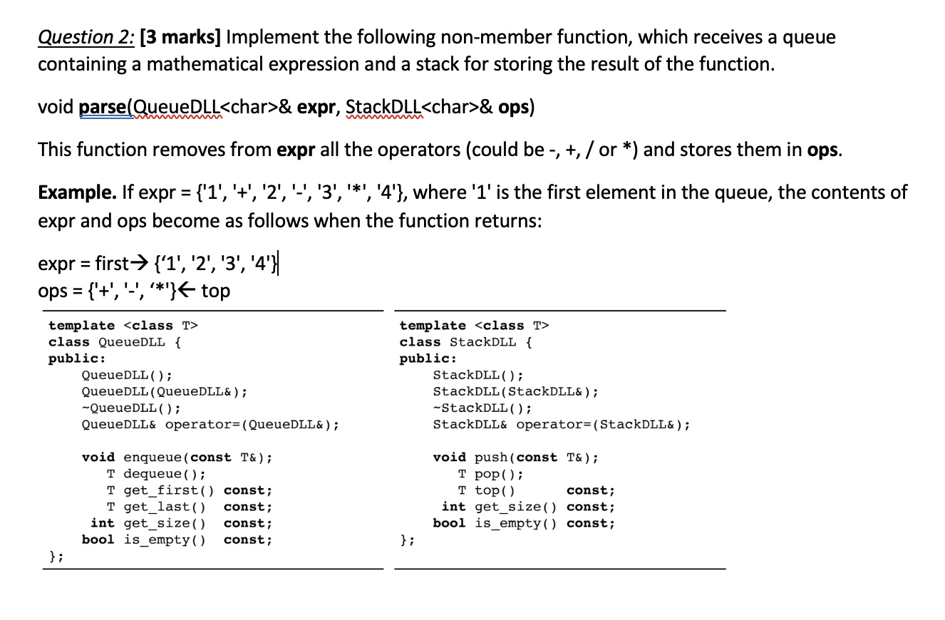 Solved Question 2 3 Marks Implement The Following 