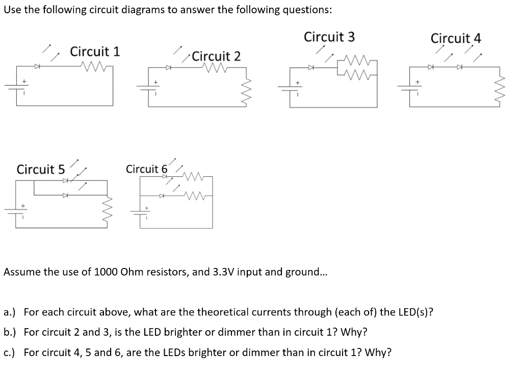 Solved Use the following circuit diagrams to answer the | Chegg.com