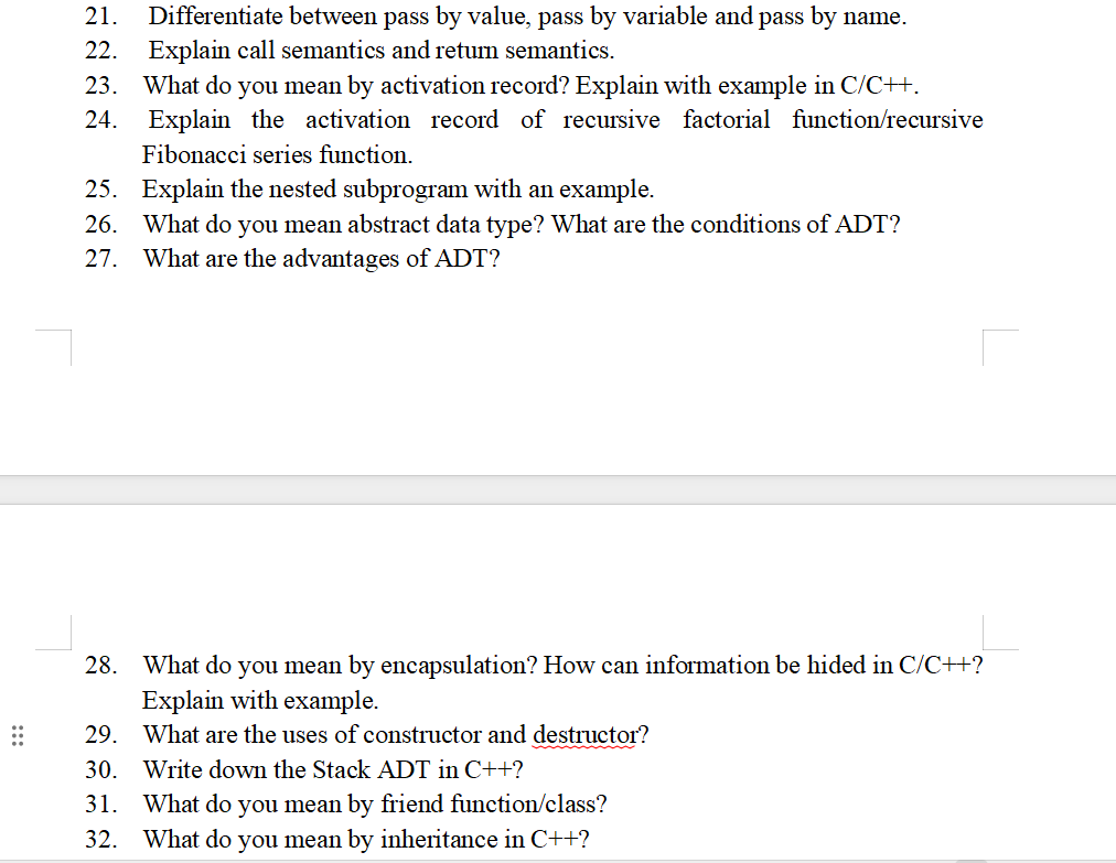 Solved 21. Differentiate between pass by value, pass by | Chegg.com