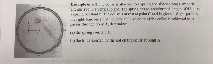 Solved Example 6: A 2.5 lb collar is attached to a spring | Chegg.com