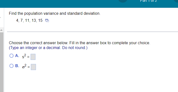 Solved Find the sample variance and standard deviation. 17, | Chegg.com