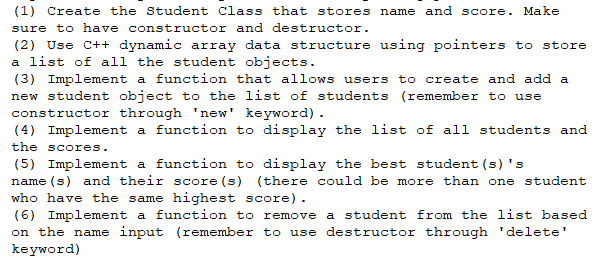 Solved (1) Create the Student class that stores name and | Chegg.com