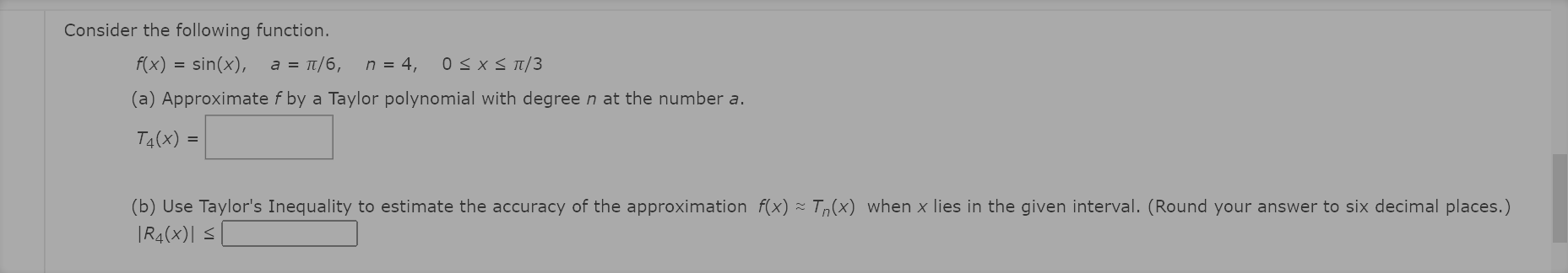 Solved Consider the following function. f(x) = sin(x), a = | Chegg.com