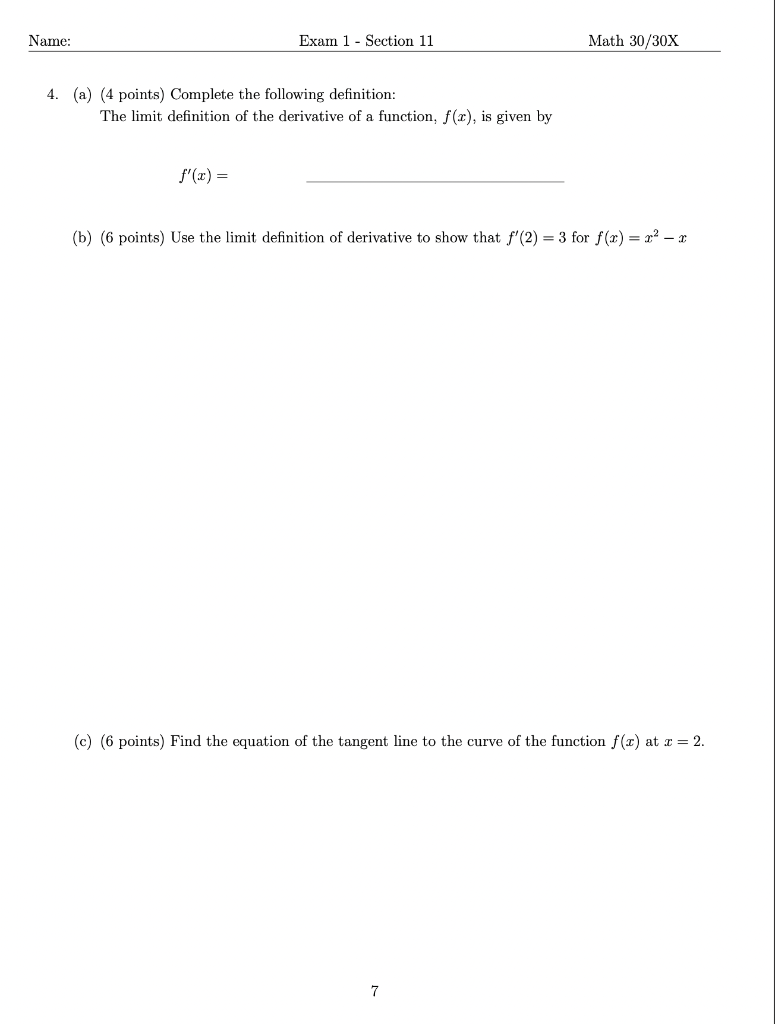 Solved 4. (a) (4 points) Complete the following definition: | Chegg.com