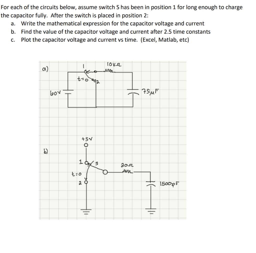 Solved For each of the circuits below, assume switch S has | Chegg.com Solved For each of the circuits below, assume switch S has | Chegg.com