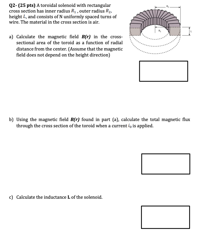 Solved Q2 25 Pts A Toroidal Solenoid With Rectangular