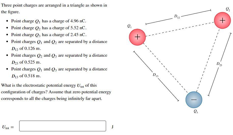 Solved Three point charges are arranged in a triangle as | Chegg.com