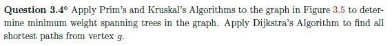 Solved Question 3.4º Apply Prim's and Kruskal's Algorithms | Chegg.com