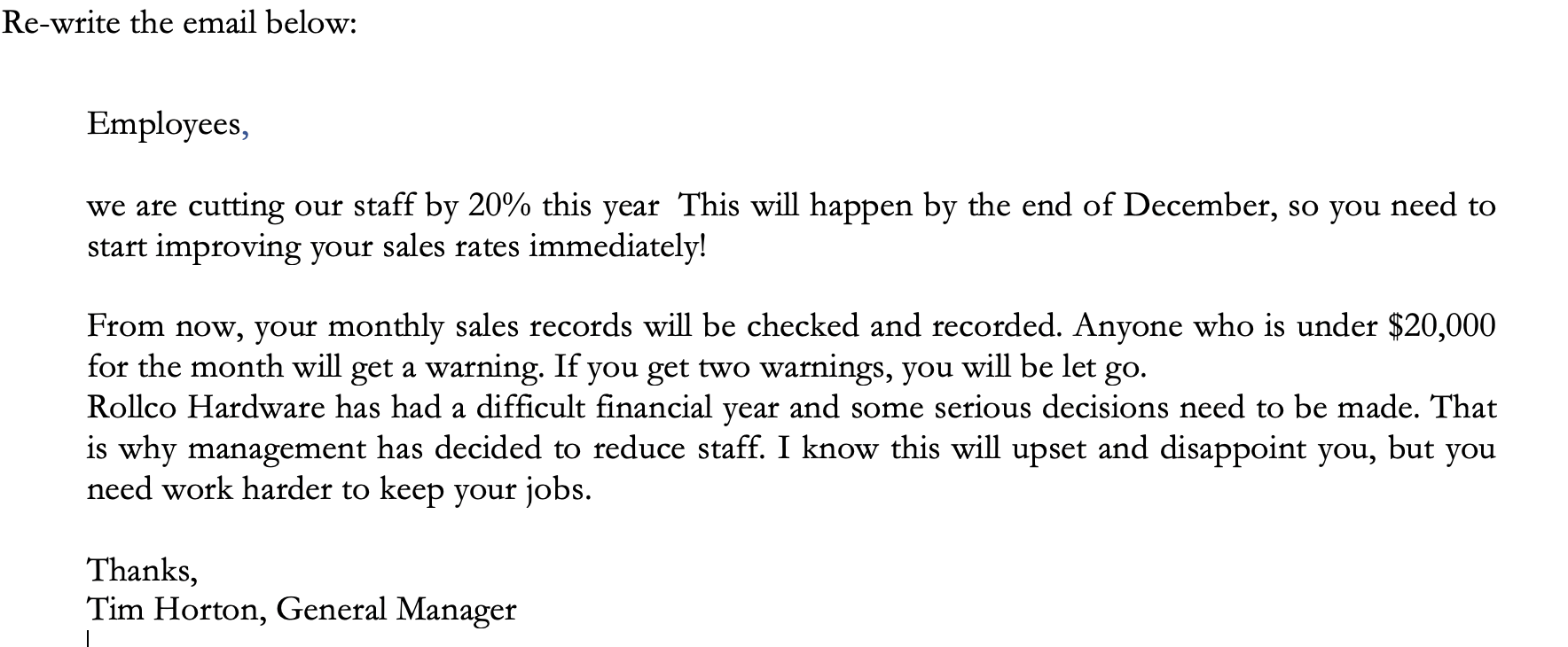 Solved Please re write this email in professional | Chegg.com