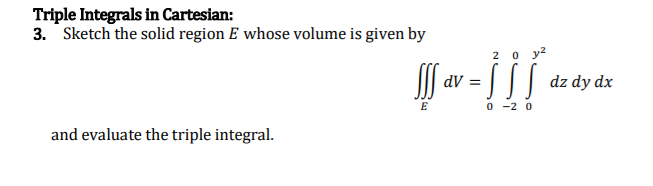 Solved Triple Integrals in Cartesian: 3. Sketch the solid | Chegg.com