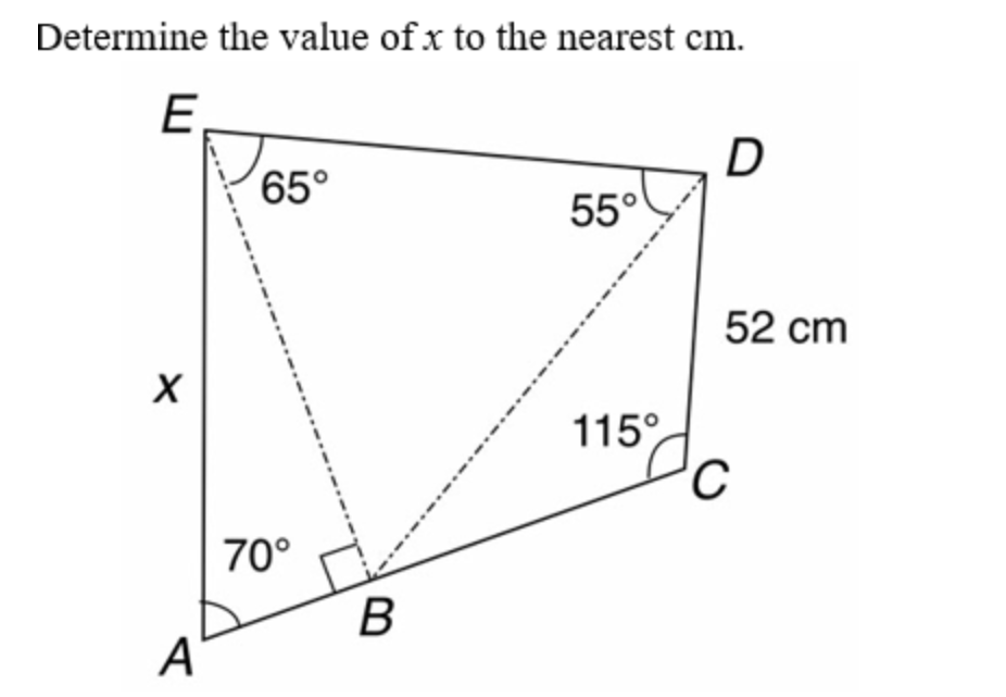 Solved Determine The Value Of X To The Nearest Cm E D 65 Chegg