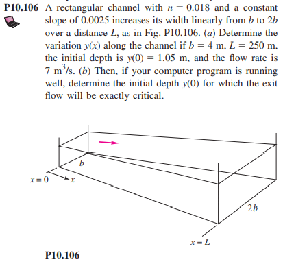 Solved 10.106 A rectangular channel with n=0.018 and a | Chegg.com