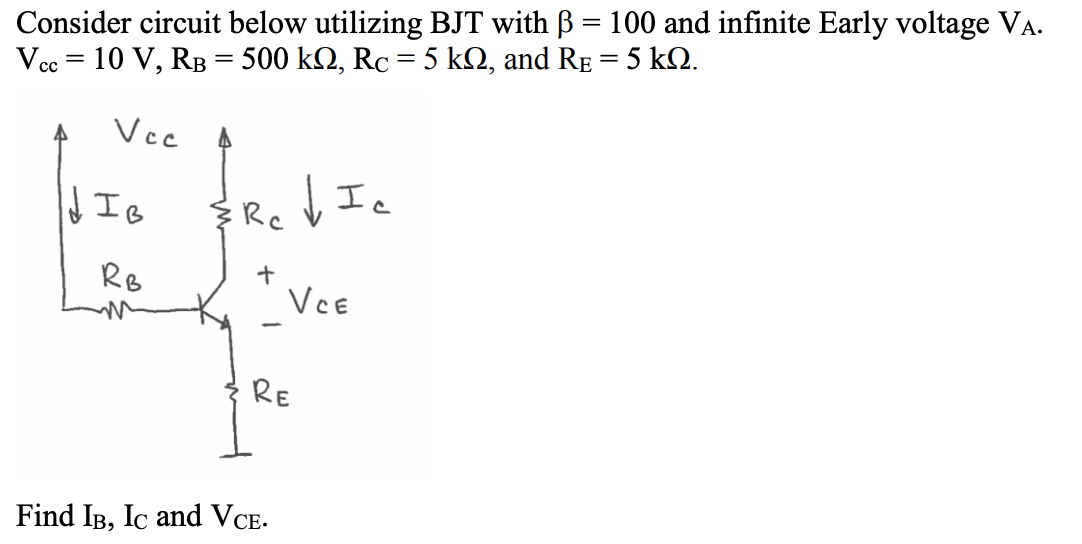Solved Consider circuit below utilizing BJT with ß = 100 and | Chegg.com