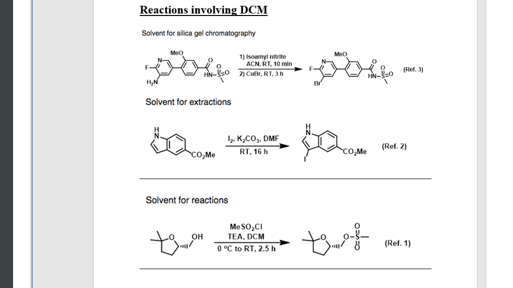 Reactions involving DCM Solvent for silica gel | Chegg.com