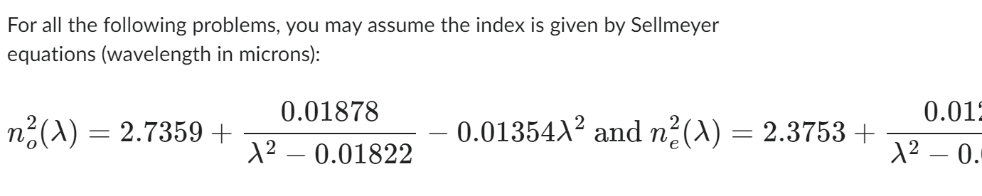 Calculate sinθm for phase matching a three wave | Chegg.com