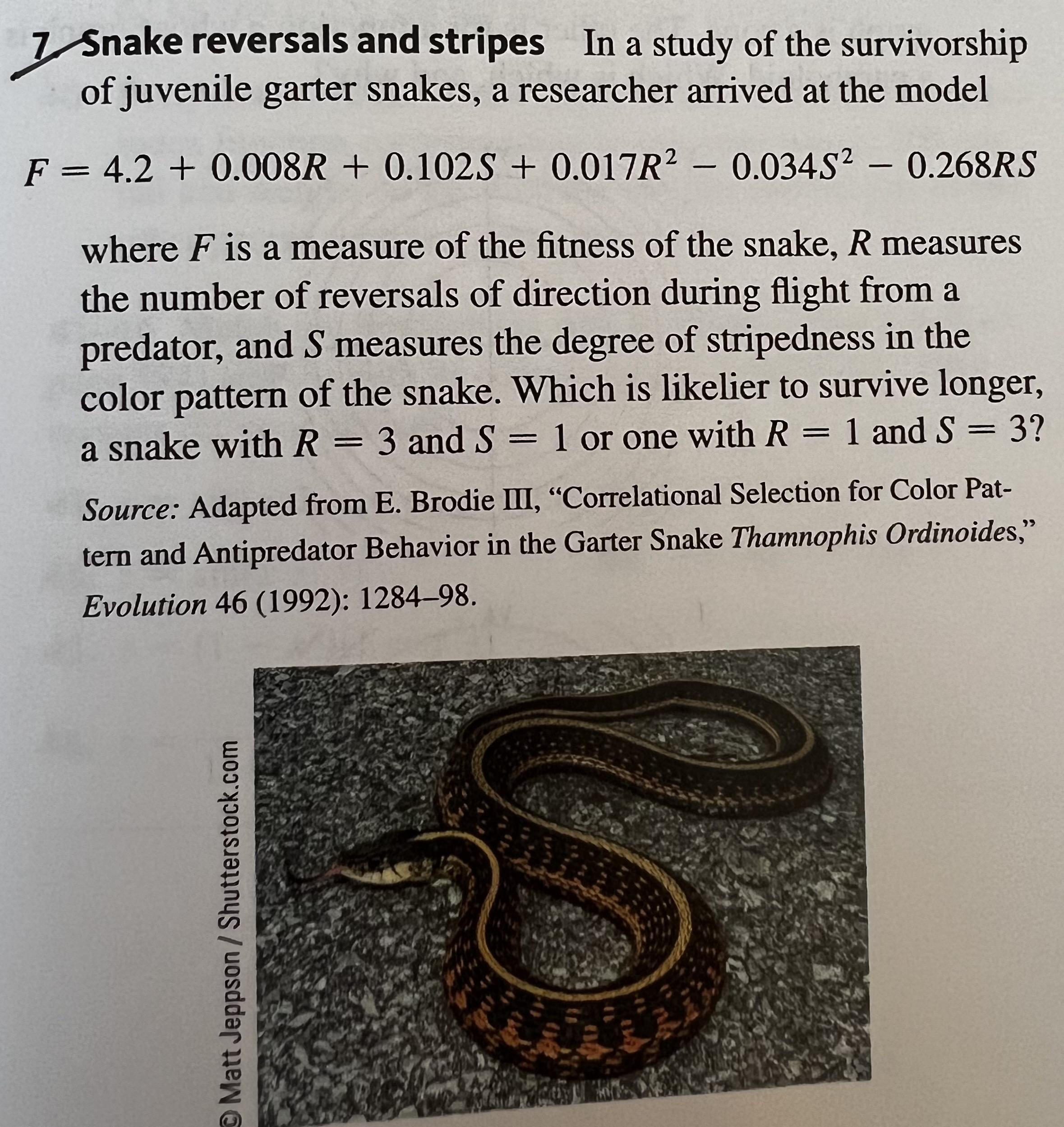 Solved 7. Snake reversals and stripes In a study of the | Chegg.com
