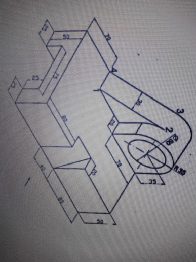 Solved Draw three views of the object shown below by the | Chegg.com