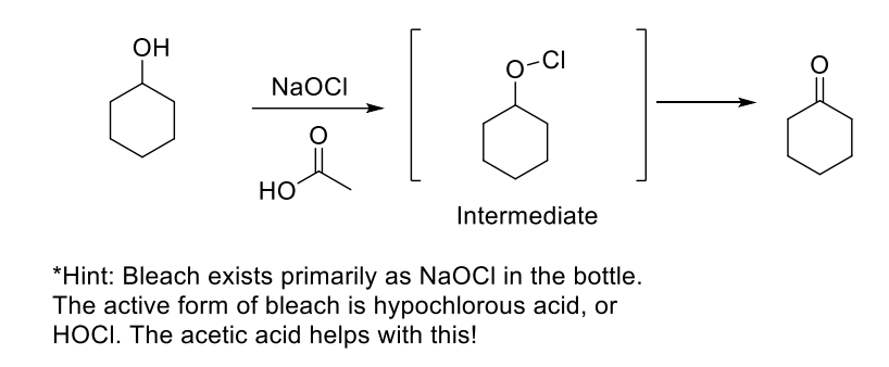 Solved он Cl NaOCI Intermediate Hint: Bleach exists | Chegg.com