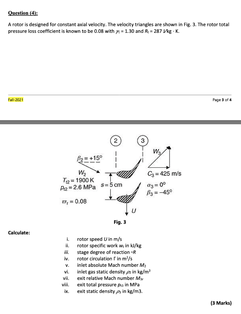 Solved Question (4): A rotor is designed for constant axial | Chegg.com