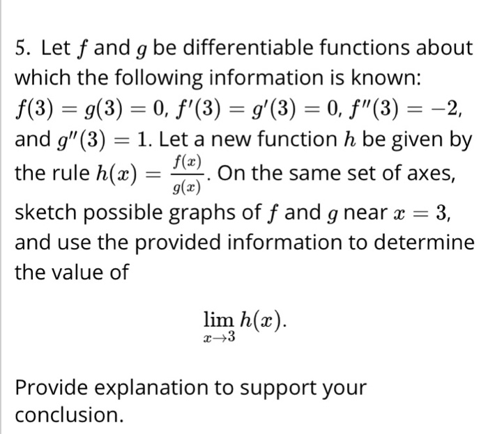Solved 5. Let f and g be differentiable functions about | Chegg.com