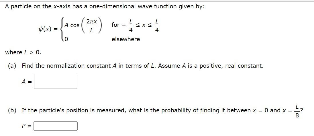 Solved A Particle On The X Axis Has A One Dimensional Wave 1335