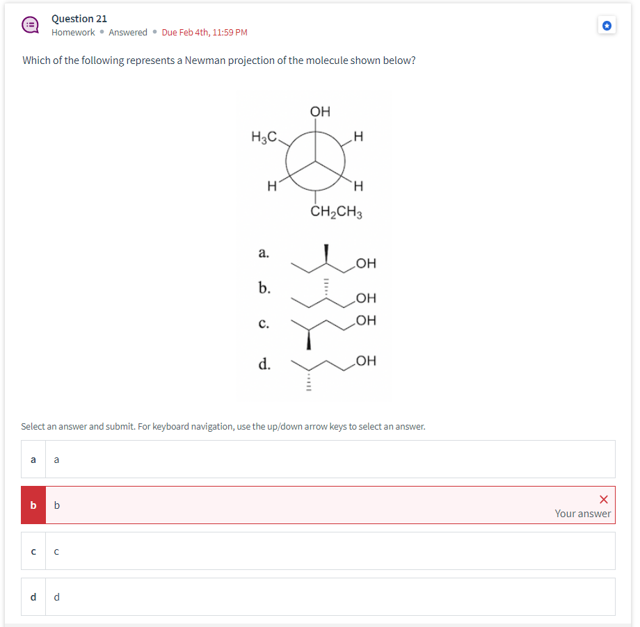 Solved Which of the following represents a Newman projection | Chegg.com