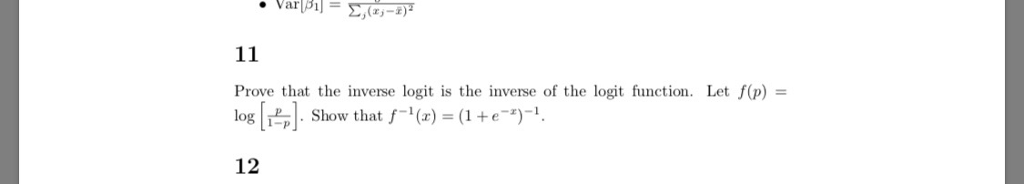 Solved Var1 Let f(p) = Prove that the inverse logit is the | Chegg.com