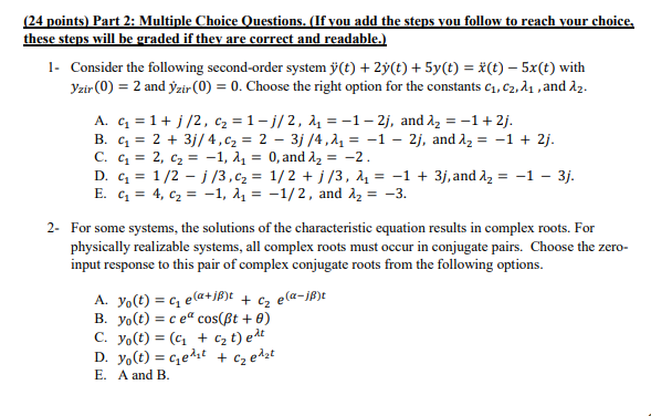Solved 4 points) Part 2: Multiple Choice Ouestions. (If vou | Chegg.com