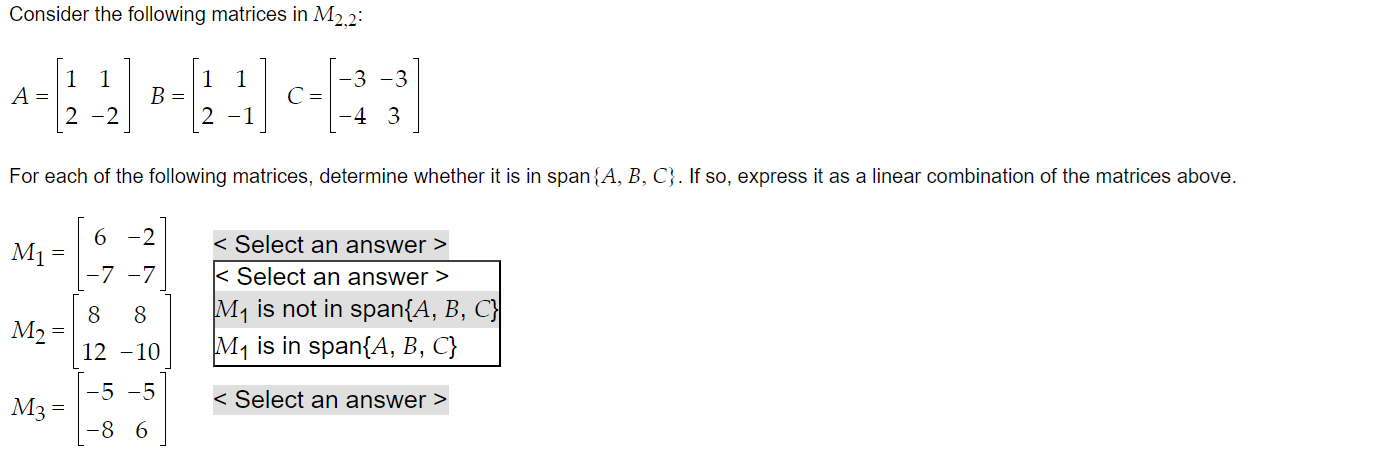Solved Consider the following matrices in M2,2 | Chegg.com