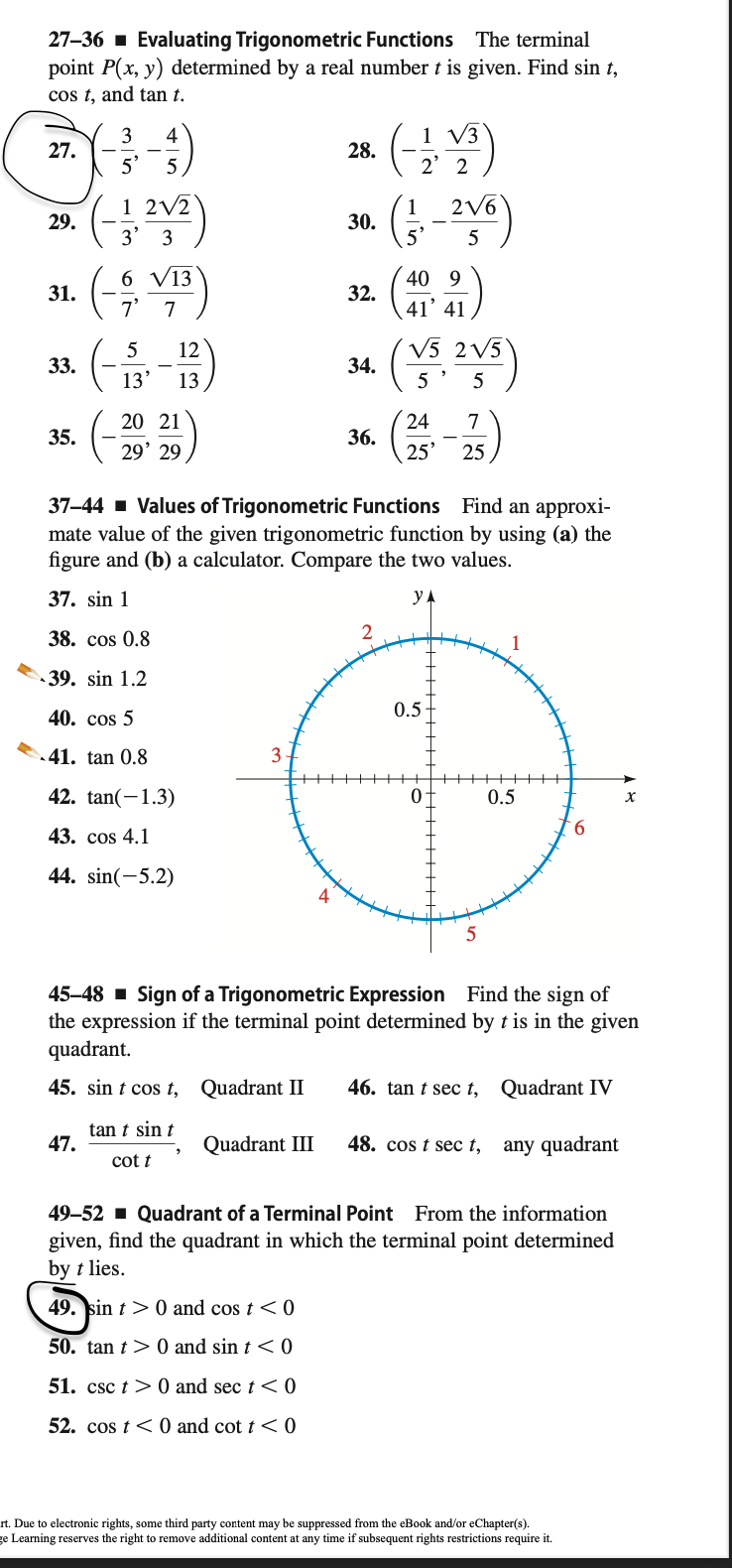 Solved 27-36 a Evaluating Trigonometric Functions The | Chegg.com