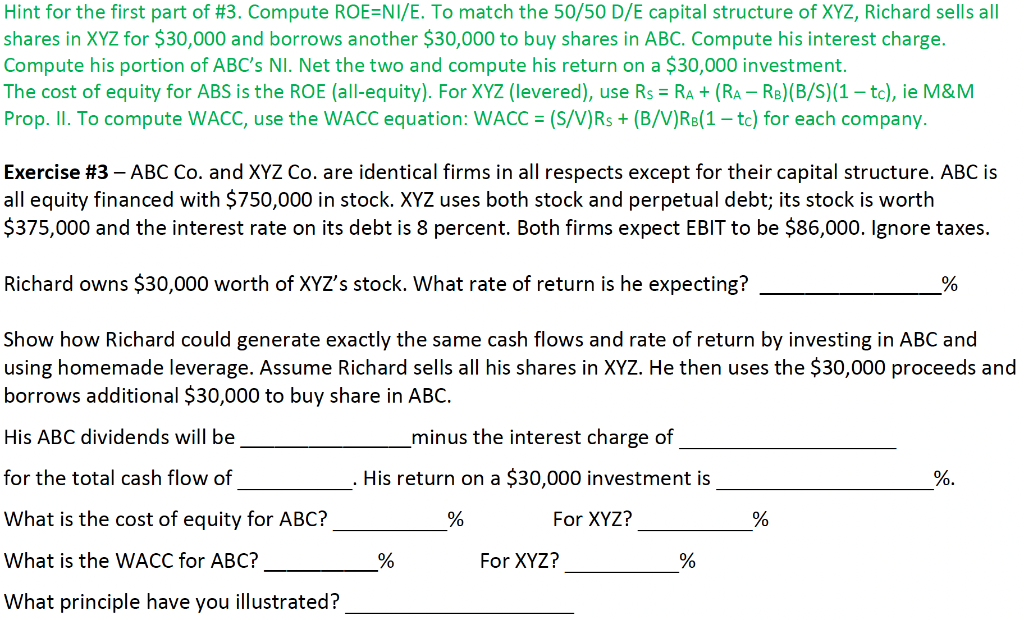 Solved Hint for the first part of \#3. Compute ROE=NI/E. To | Chegg.com