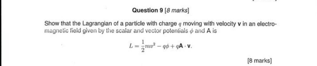 Solved Show that the Lagrangian of a particle with charge q | Chegg.com