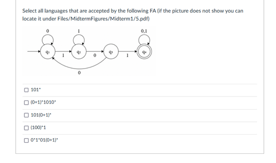 Solved Select all languages that are accepted by the | Chegg.com