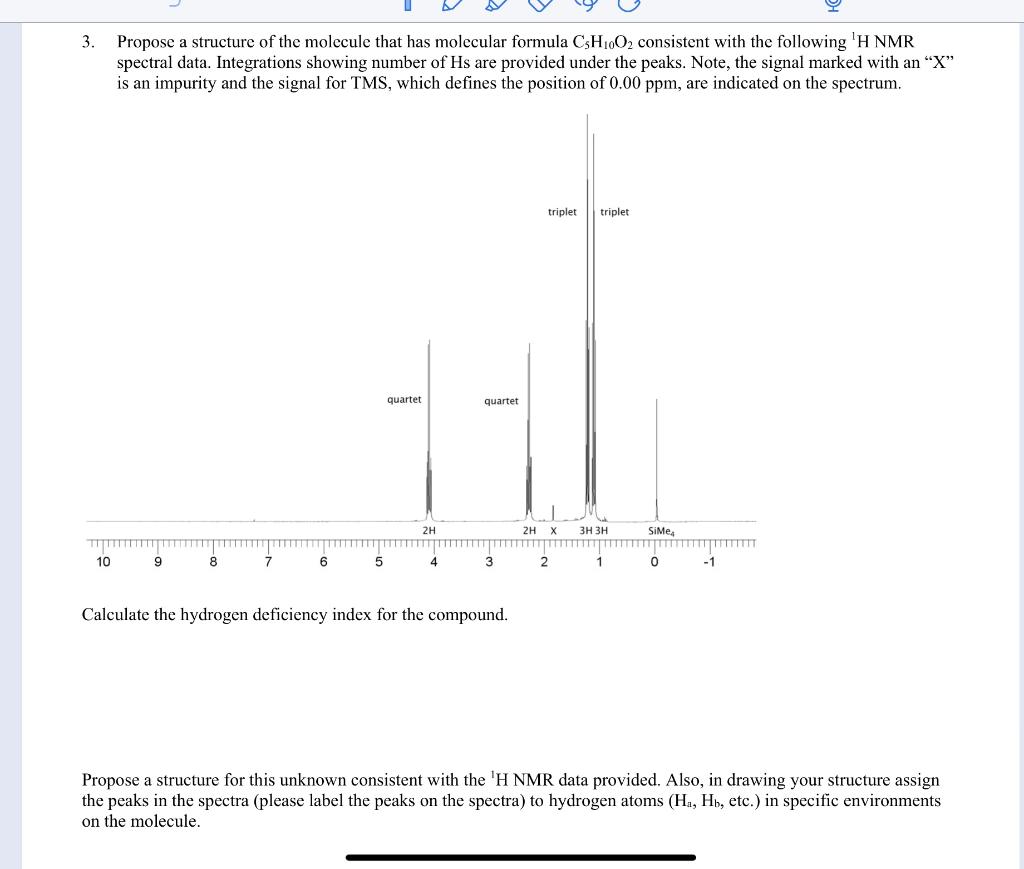Solved 3. Propose a structure of the molecule that has | Chegg.com