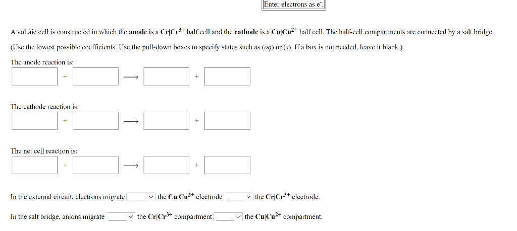 Solved Enter electrons as e. Use smallest possible integer | Chegg.com