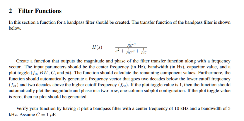 Solved 2 Filter Functions below RCS Create a function that | Chegg.com