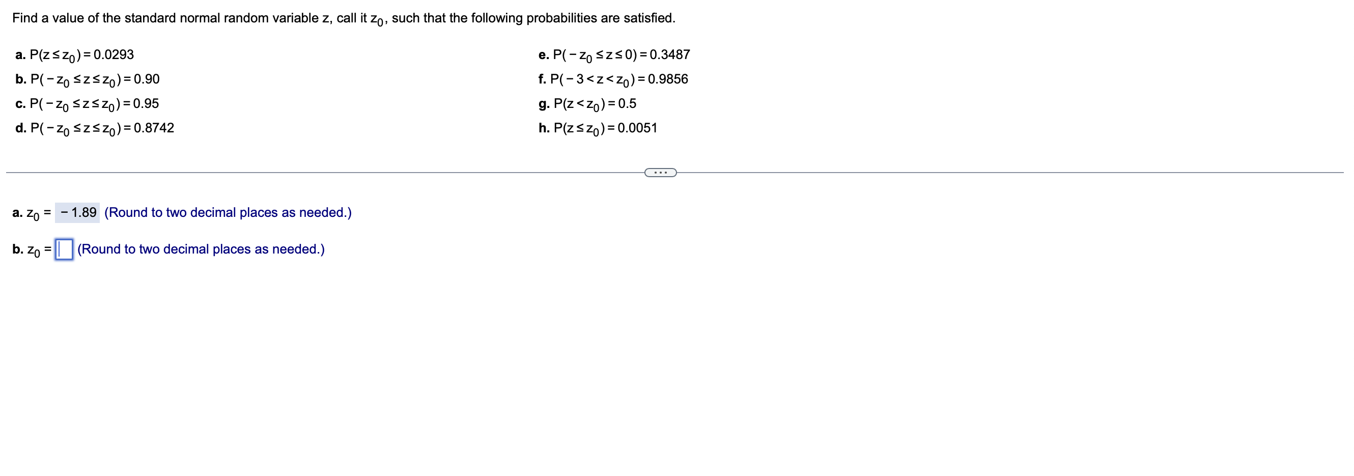 Solved Find a value of the standard normal random variable | Chegg.com