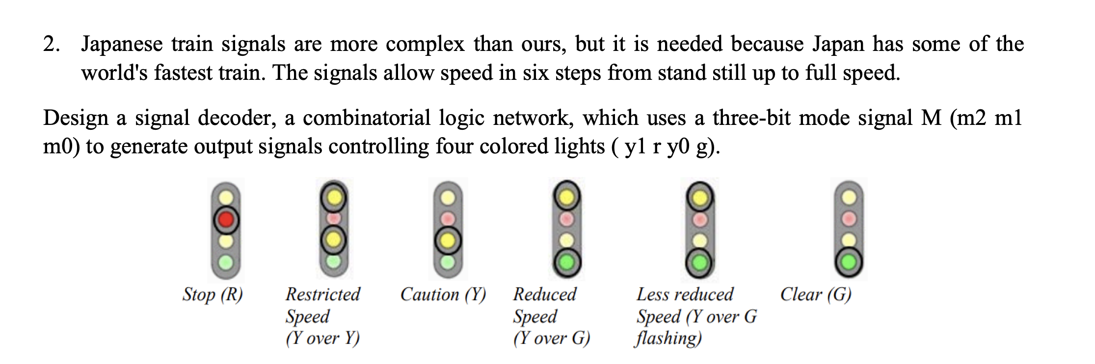 Solved 2. Japanese train signals are more complex than ours, | Chegg.com