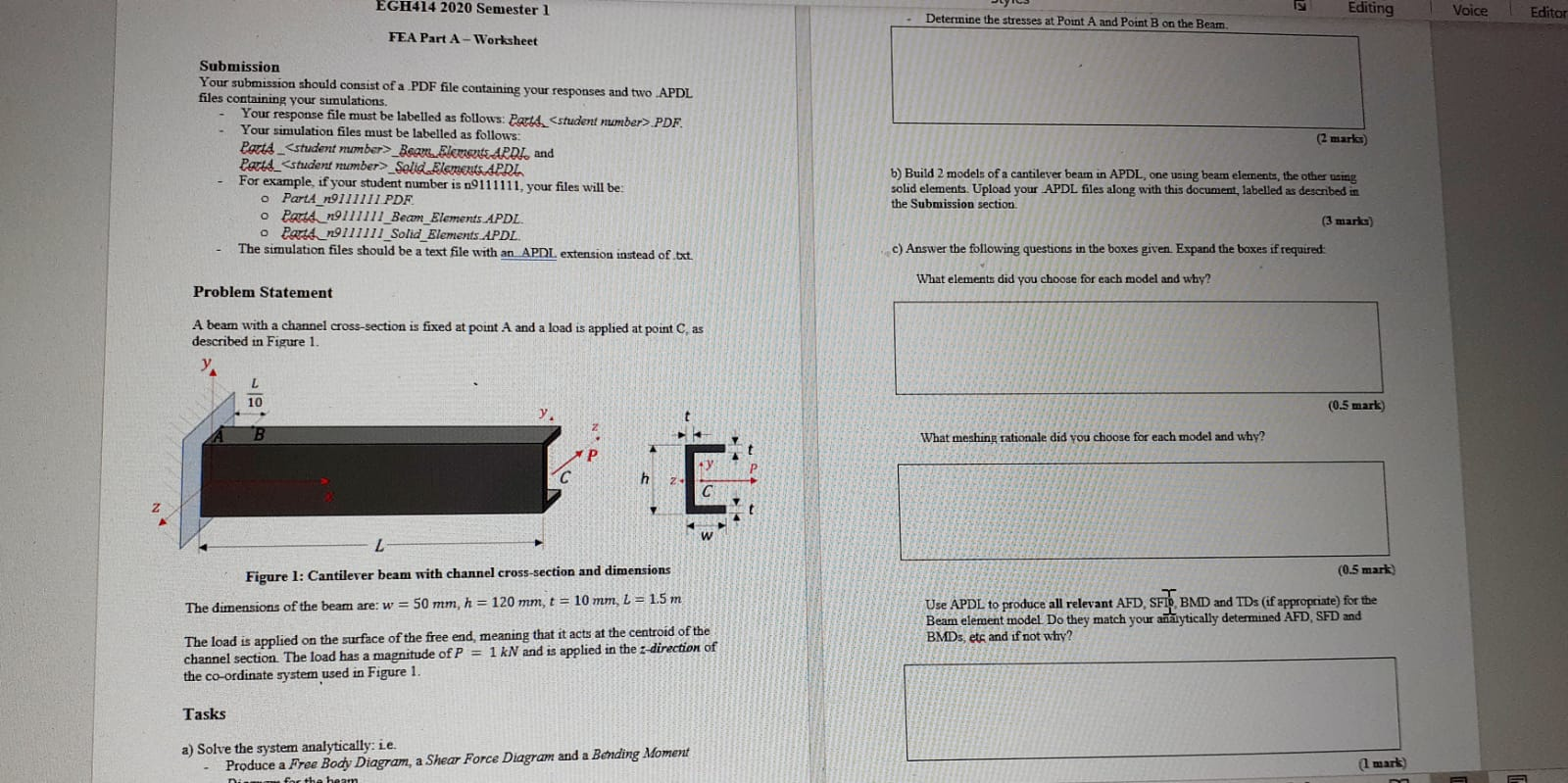 EGH414 2020 Semester 1 Editing Voice Determine the | Chegg.com