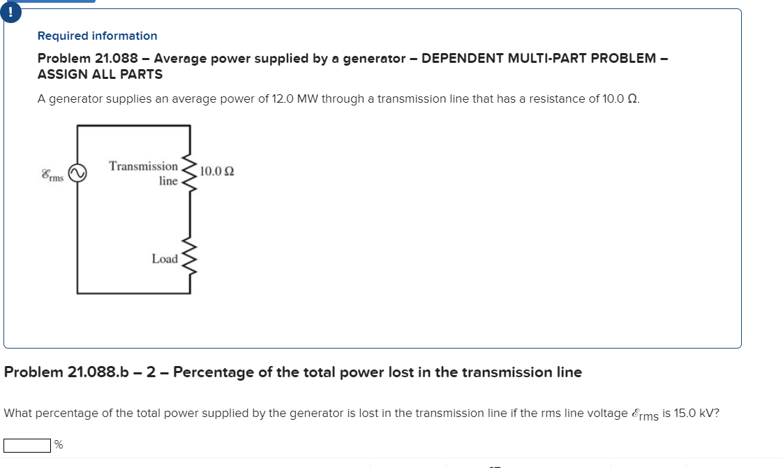 Solved Problem 21.088 - Average power supplied by a | Chegg.com