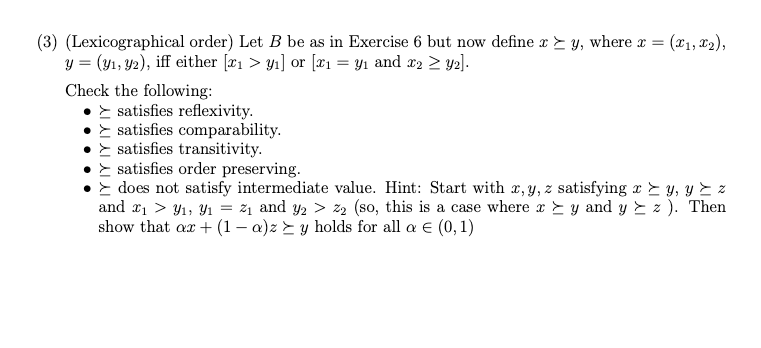 Solved (3) (Lexicographical order) ﻿Let B ﻿be as in Exercise | Chegg.com