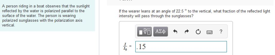 Solved A person riding in a boat observes that the sunlight | Chegg.com