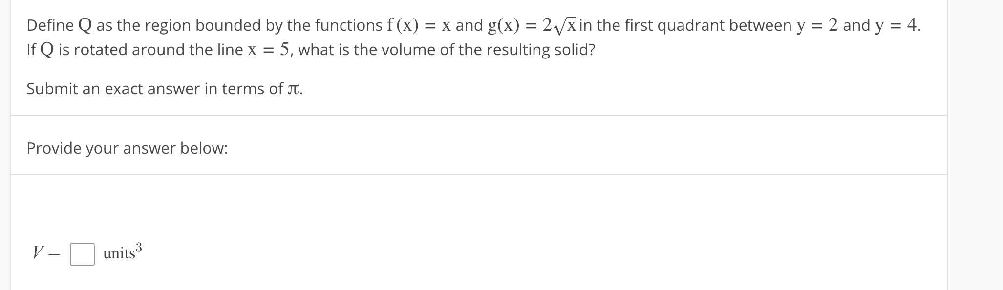 Solved Define Q as the region bounded by the functions | Chegg.com