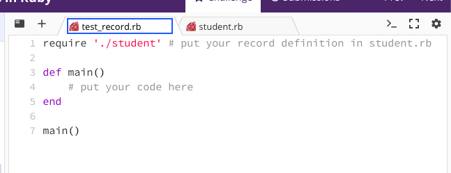 Solved Record declarations in Ruby Complete and use the | Chegg.com