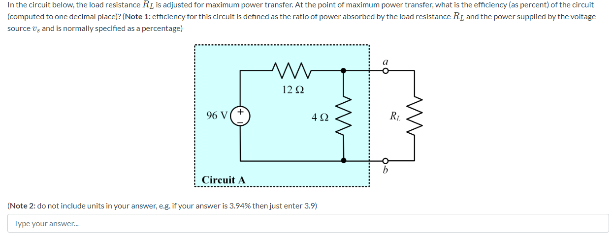 Solved In the circuit below, the load resistance RL is | Chegg.com