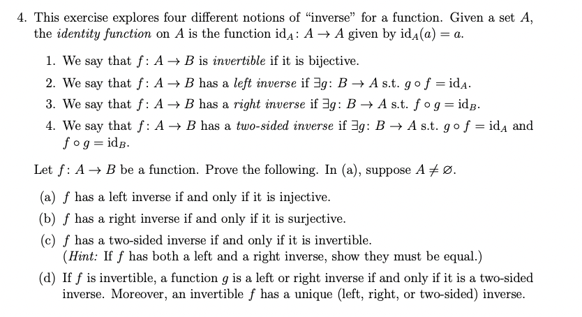 Solved 4. This exercise explores four different notions of | Chegg.com